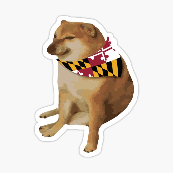 "Maryland Cheems - Sitting Shiba Inu Meme" Sticker by HoneyKiwi | Redbubble