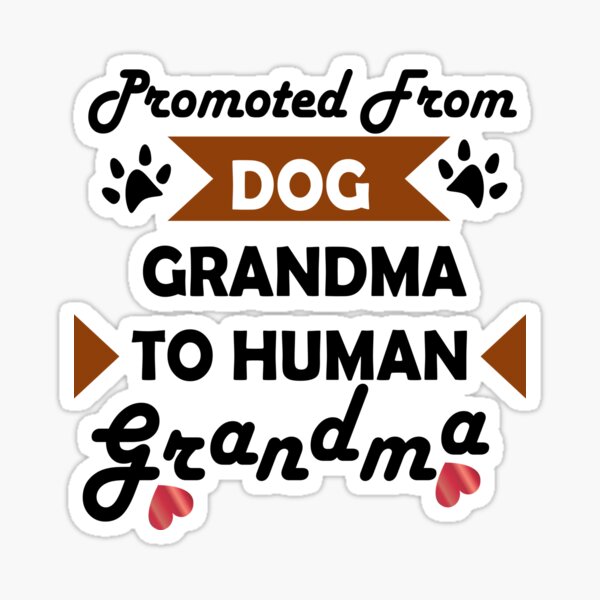 "Promoted From Dog Grandma To Human Grandma" Sticker by AmazeMart ...