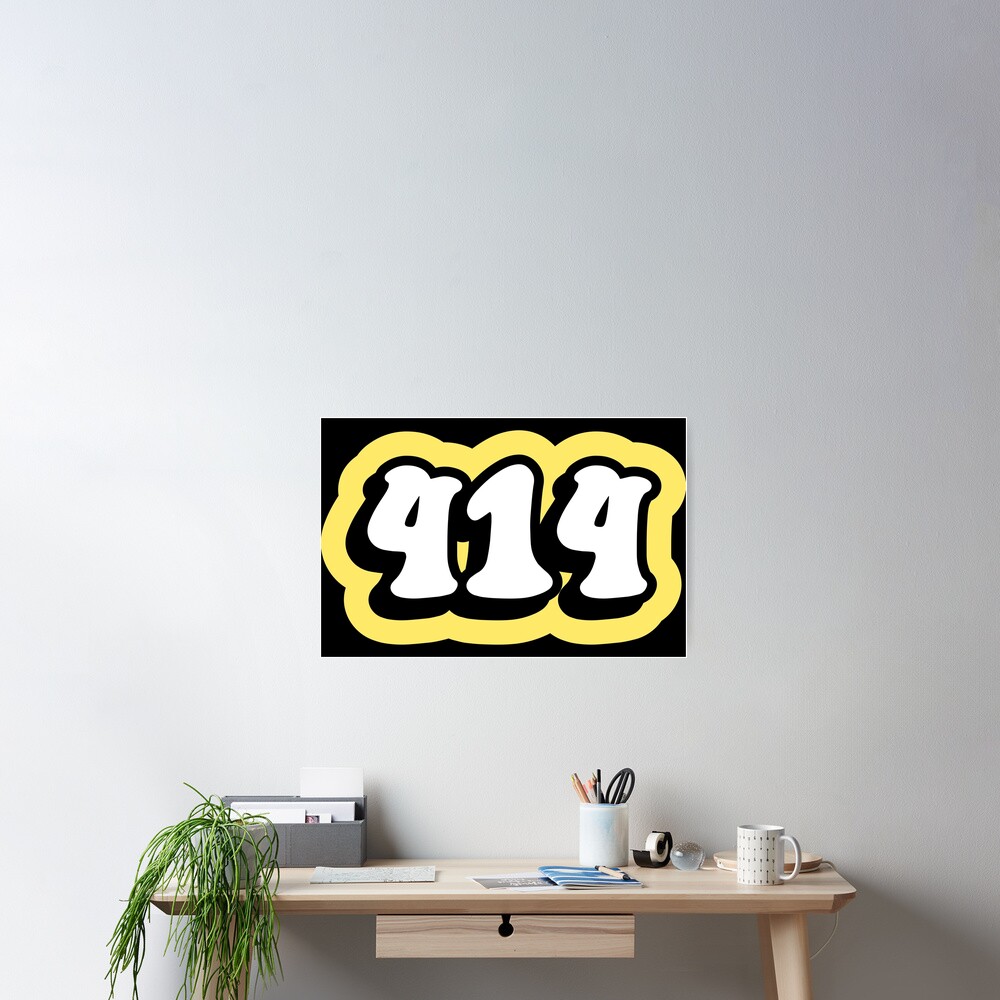 "414 area code zip code location retro yellow" Poster by WA-KA-NE ...