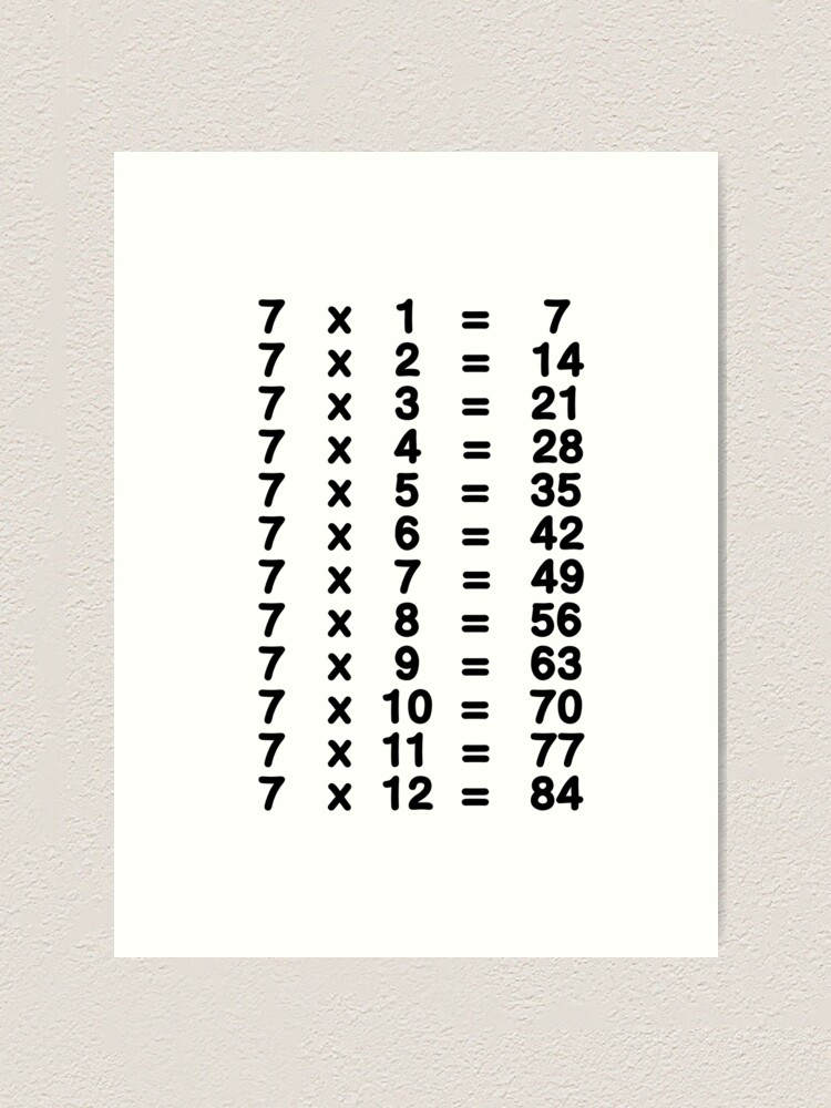 "7 X Table Seven Times Table Learn Multiplication Tables for Kids ...