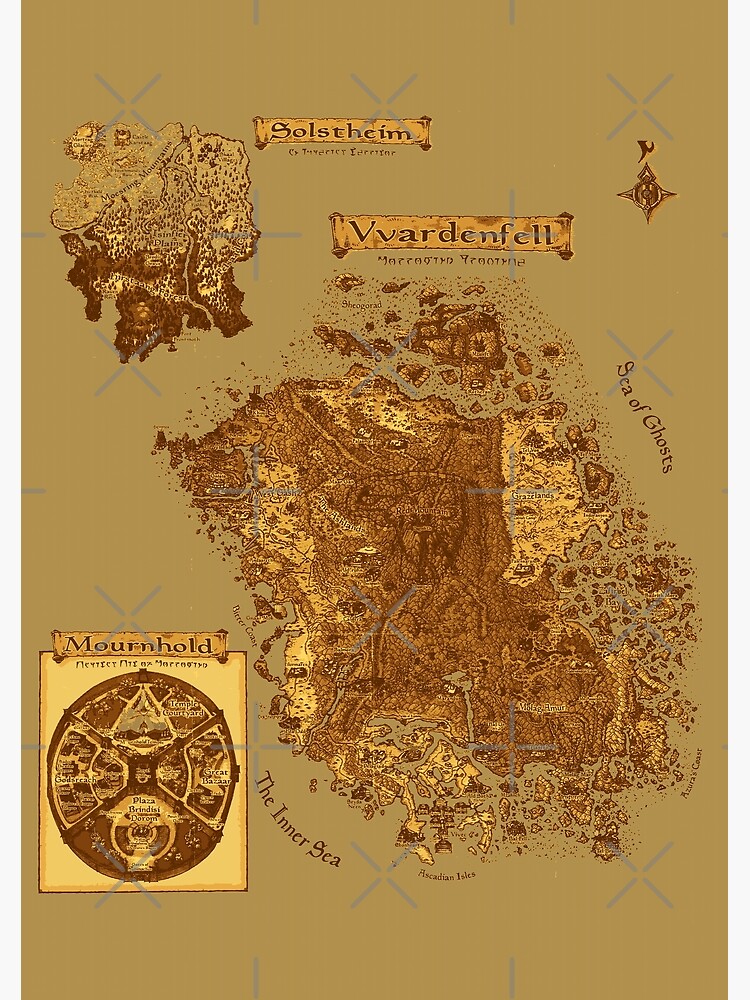 "Remastered Brown Aged Morrowind HD Map | Solstheim ESO Gamer Gaming ...