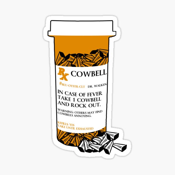 "Prescription for Cowbell (outlined)" Sticker for Sale by baconninjas ...