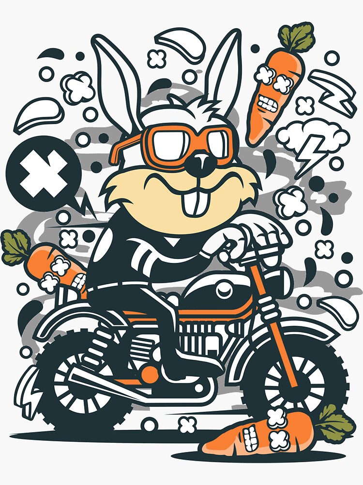 "Rabbit Motocrosser; Rabbit Motocrosser, cartoon, bike, cool, funny ...