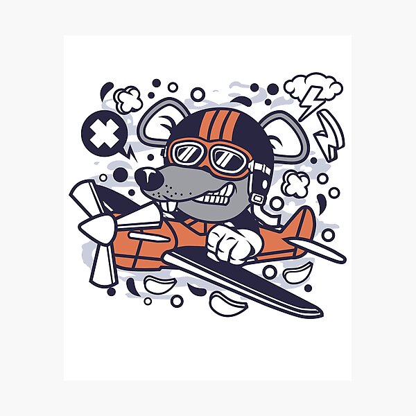 Lámina fotográfica «piloto de ratas; Piloto de rata avión, avión, rata ...