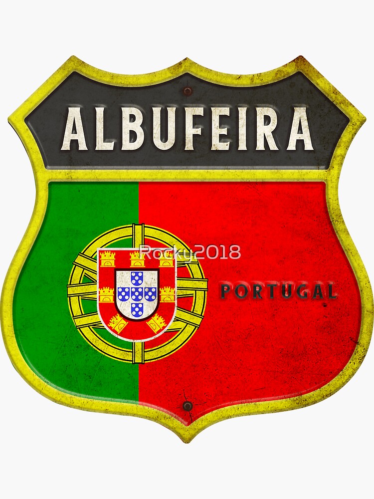 Pegatina «Diseño de banderas de escudo de armas de Albufeira Portugal ...