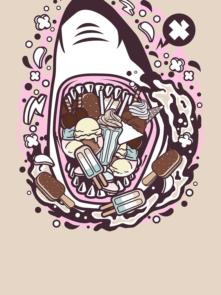 "Shark Ice Cream; shark eating, ice cream, cute, chocolate ice cream ...