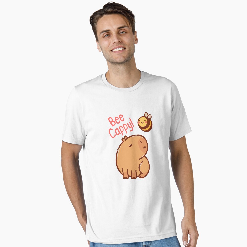 "Bee Cappy! Bee and capybara pun Be Happy!" Sticker for Sale by ...