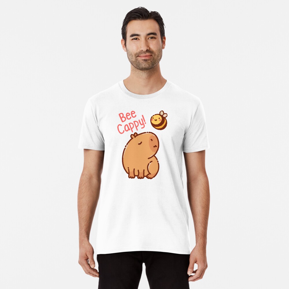 "Bee Cappy! Bee and capybara pun Be Happy!" Sticker for Sale by ...