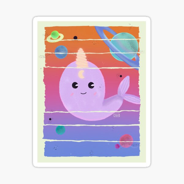 "Narwhal in Space" Sticker by SirocoCreations | Redbubble