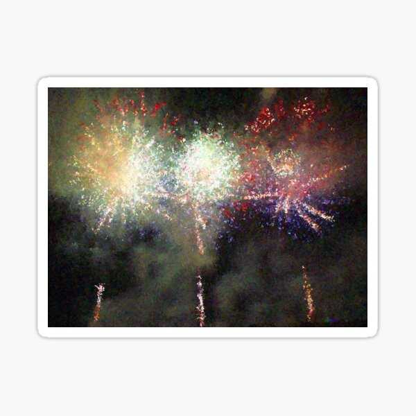 "Fire Works Show Stippled Paint Finally FRANCE" Sticker by Dawnsuzanne ...