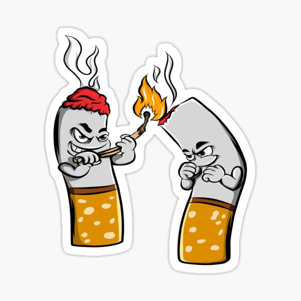 "cigarette-cartoon-funny-smooking" Sticker by zinebbelhajji | Redbubble