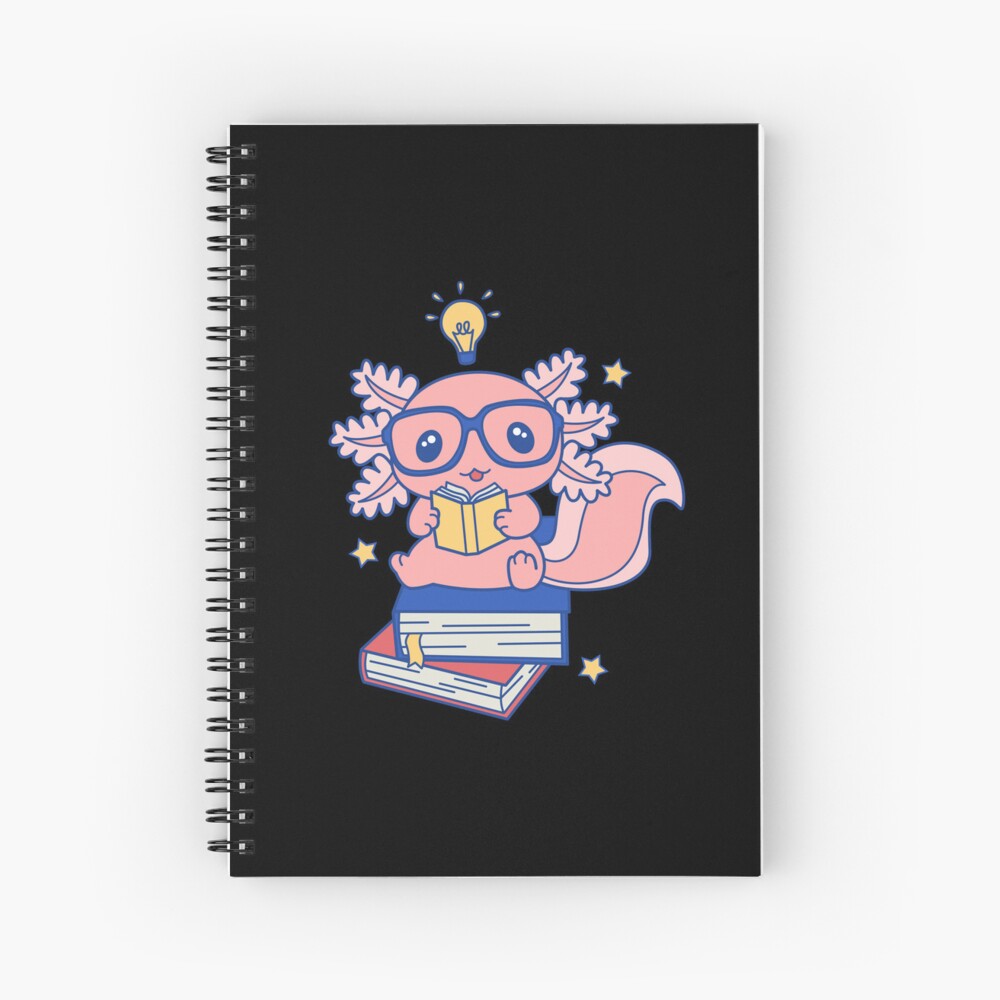 "Cute Kawaii Axolotl Reading Book" Spiral Notebook by odyssee-n | Redbubble