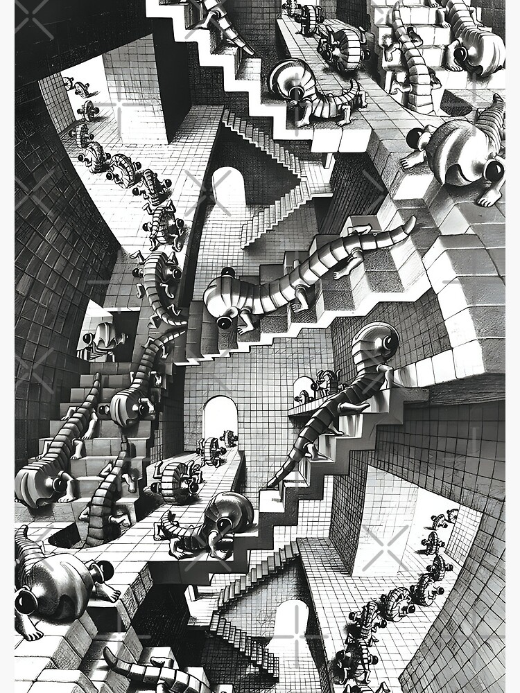 "M.C. Escher Stairs | Lizards Going Up Stairs MC Escher" Spiral ...