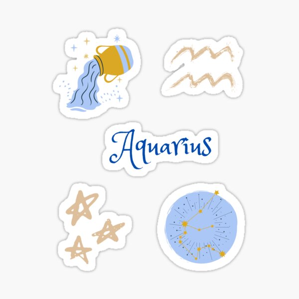 "Aquarius Astrology Sticker Pack" Sticker by Cheeze4lyfe | Redbubble