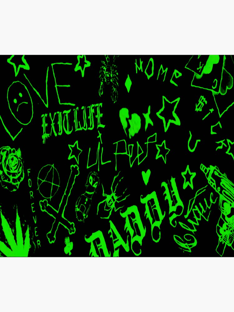 "Lil Peep Pattern 2 x Garbage Green Classic ." Sticker by Jaycee958849 ...