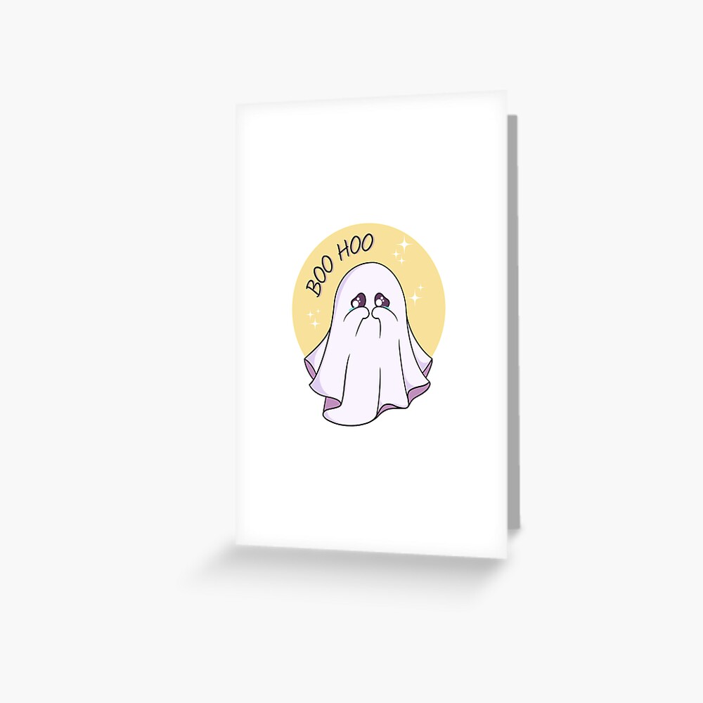 "Cute Ghost “BOO HOO” Original print| Funny | Spumoni Art" Greeting ...