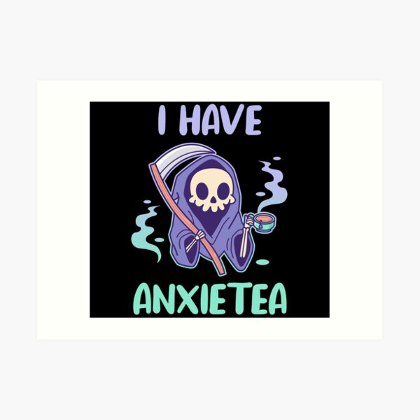 "I Have Anxietea - Funny Pastel Goth Kawaii Grim Reaper Skull" Art ...