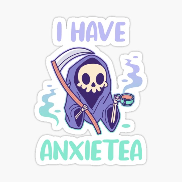 "I Have Anxietea - Funny Pastel Goth Kawaii Grim Reaper Skull" Sticker ...