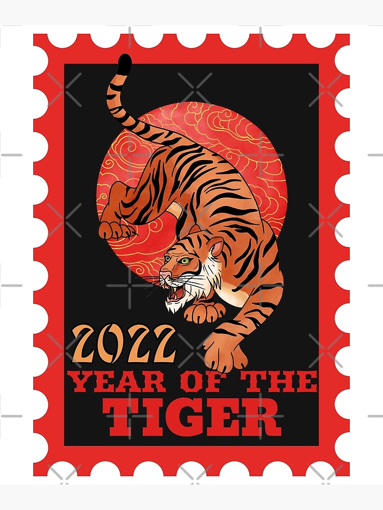 "Lunar New Year 2022 Year of the Tiger A Tiger is Born Stamp" Poster by ...