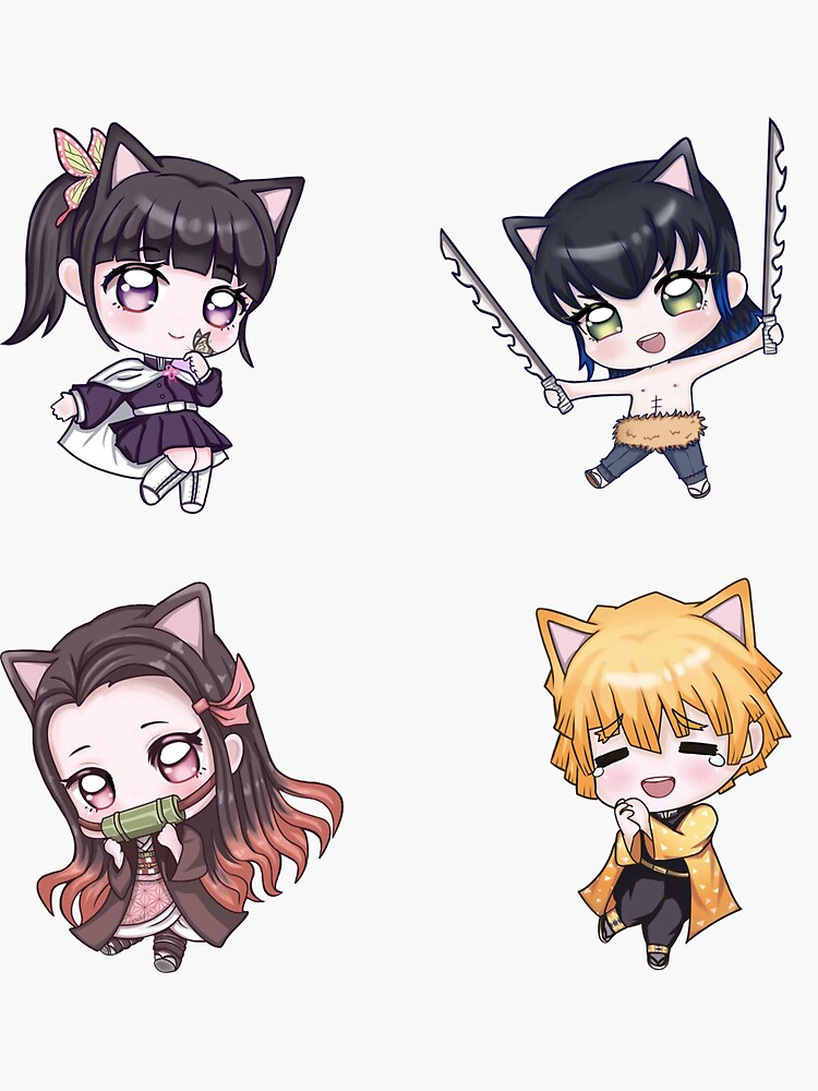 "Nezuko, Kanao, Inosuke und Zenitsu Chibi-Set" Sticker von paoale-3 ...
