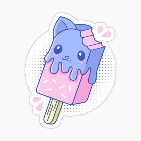 "Cute Kawaii Popsicle Cat Kitten" Sticker by odyssee-n | Redbubble