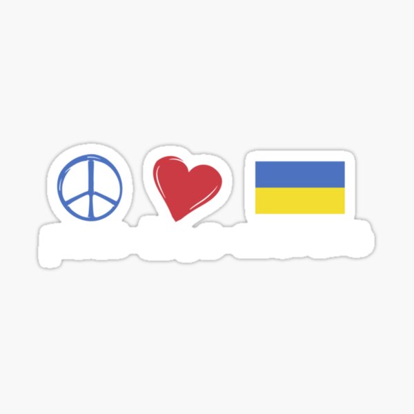 "Peace, Love, Ukraine Ukrainian Flag I stand with Ukraine" Sticker by ...