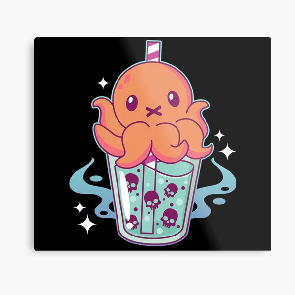 "Toxic Pastel Goth Octopus Bubble Tea - Boba Tea" Metal Print by ...