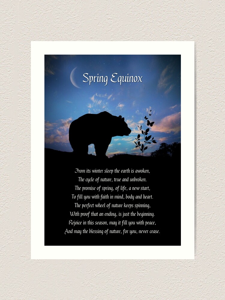"Spring Equinox Ostara Blessing Poem with Bear and Crescent Moon" Art ...