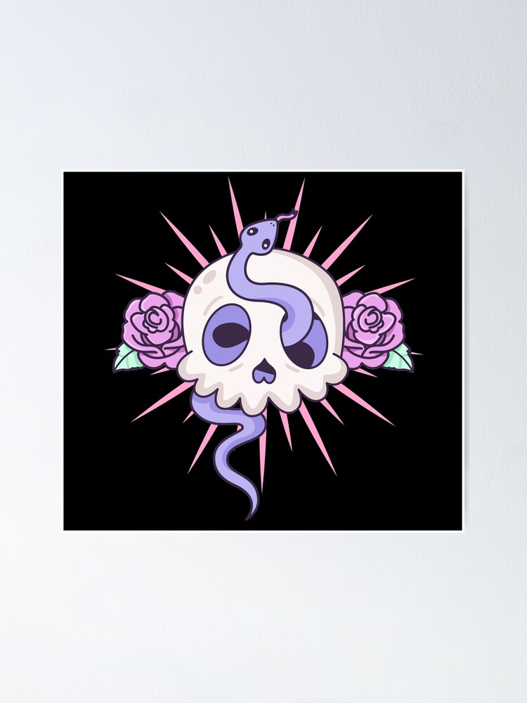 "Kawaii Pastel Goth Snake In A Skull" Poster by odyssee-n | Redbubble