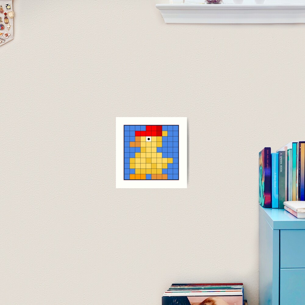 "Pixel Duck: The Lucky Ducky Grid Art Little Quackers Red Hat" Art Print for Sale by Sparkmigo ...