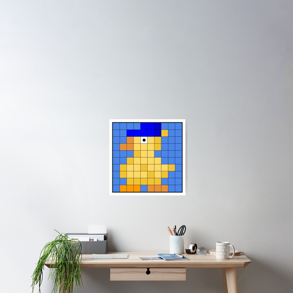 Póster «Pixel Pato: El Lucky Pato Grid Art Little Quackers Sombrero Azul» de Sparkmigo | Redbubble