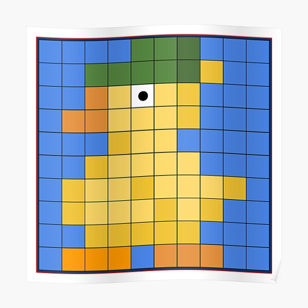 "Pixel Duck: The Lucky Ducky Grid Art Little Quackers Green Hat" Poster by Sparkmigo | Redbubble
