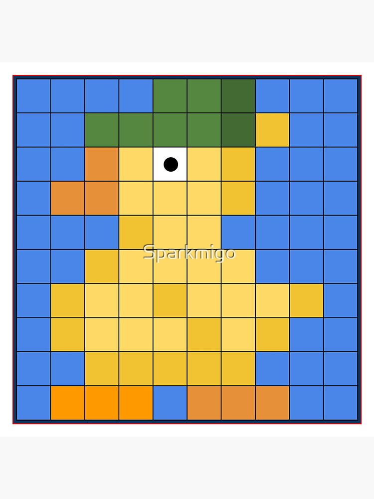 "Pixel Duck: The Lucky Ducky Grid Art Little Quackers Green Hat ...