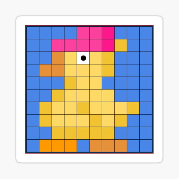 "Pixel Duck: The Lucky Ducky Grid Art Little Quackers Pink Hat" Sticker ...