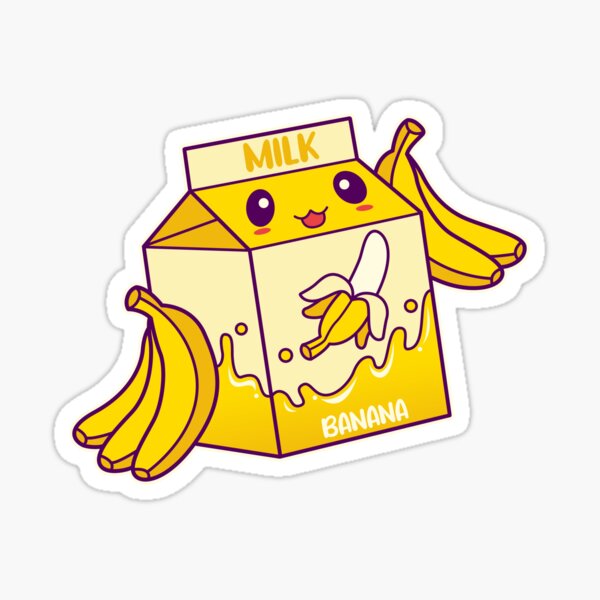 "Cute Kawaii Banana Milkshake Box" Sticker by odyssee-n | Redbubble