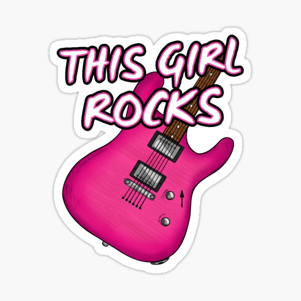 "Female Electric Guitarist This Girl Rocks" Sticker by doodlerob ...