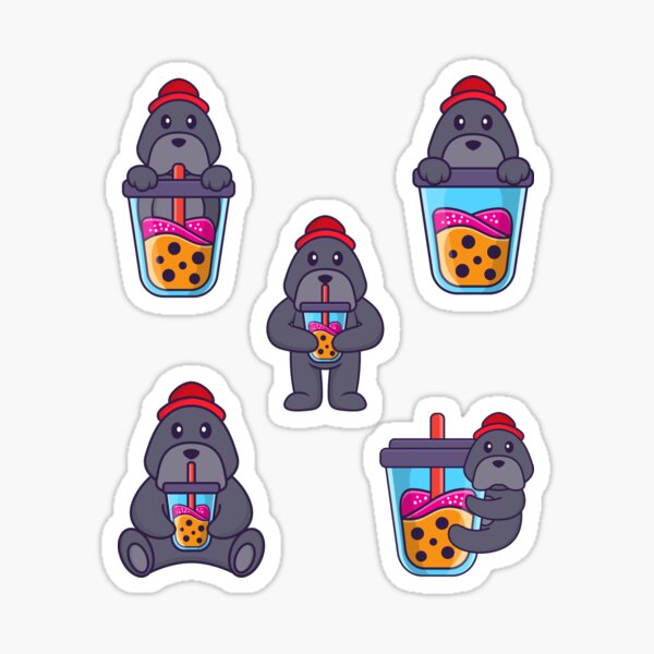 "Cat drinking boba milk cute walrus" Sticker for Sale by SvetlanaBalan ...
