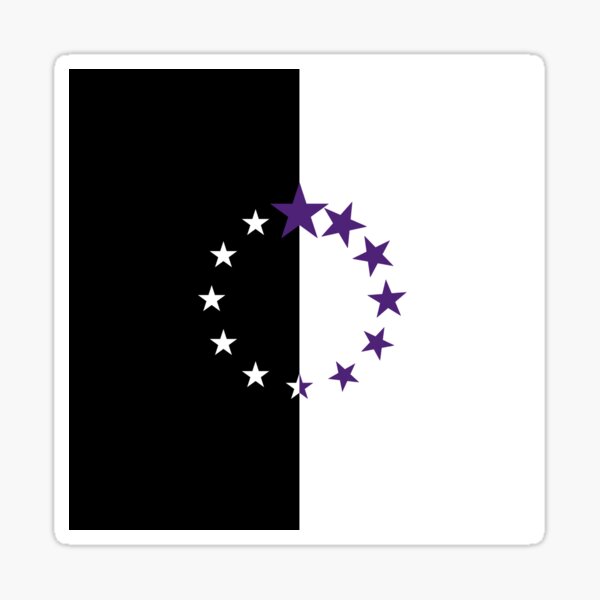 Half Black Half White 12 Growing Stars White To Purple Sticker For half-black-half-white-12-growing-stars-white-to-purple-sticker-for