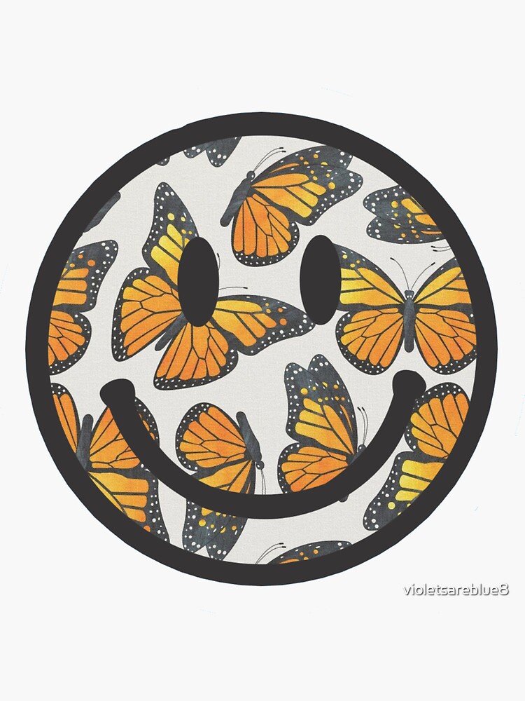 "butterflies smiley face" Sticker for Sale by violetsareblue8 | Redbubble