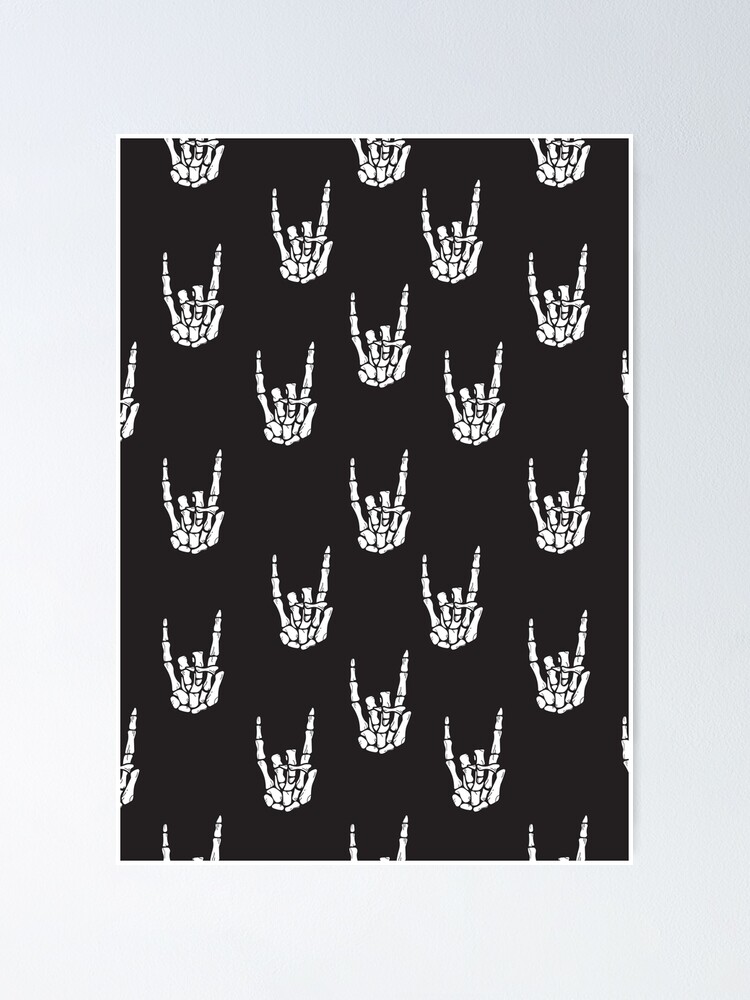 "Skeleton Rock N Roll Hand Sign Pattern" Poster for Sale by fanjerX ...