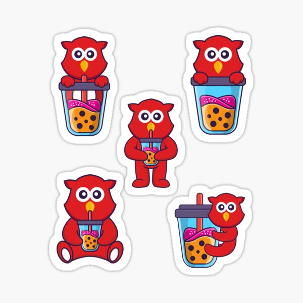 "Cat drinking boba milk cute owl" Sticker for Sale by SvetlanaBalan ...
