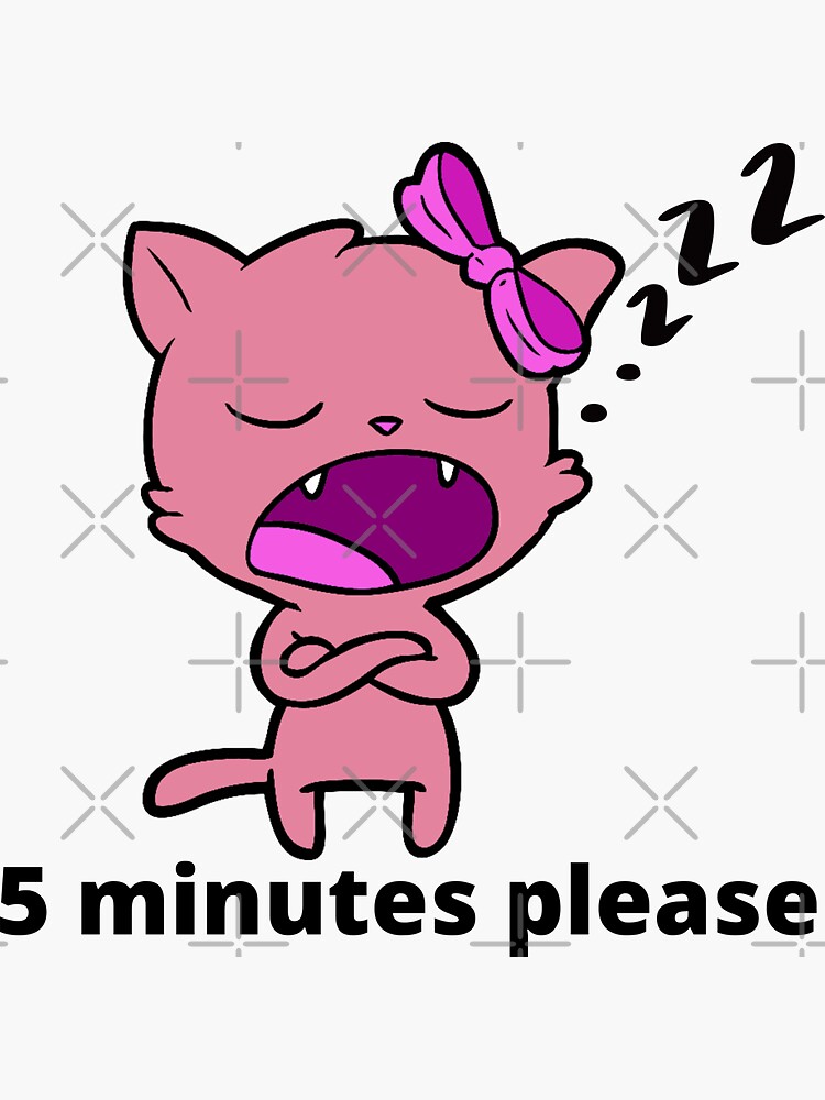 Pegatina «Gato dormilón. Espérame 5 minutos por favor. Gata dormida ...