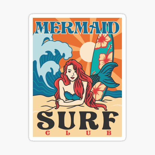 "Mermaid Surf Club" Sticker for Sale by taylermurray | Redbubble