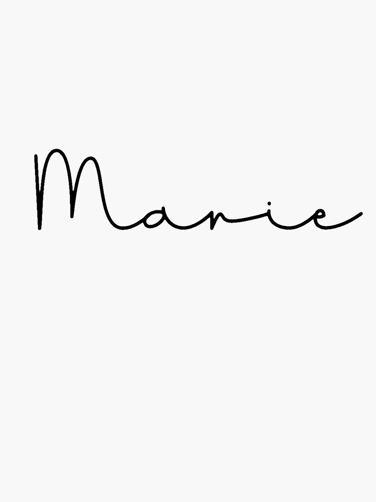 "Black script Marie name sticker" Sticker by th3a | Redbubble