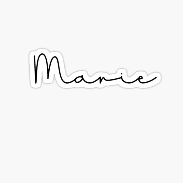"Black script Marie name sticker" Sticker by th3a | Redbubble