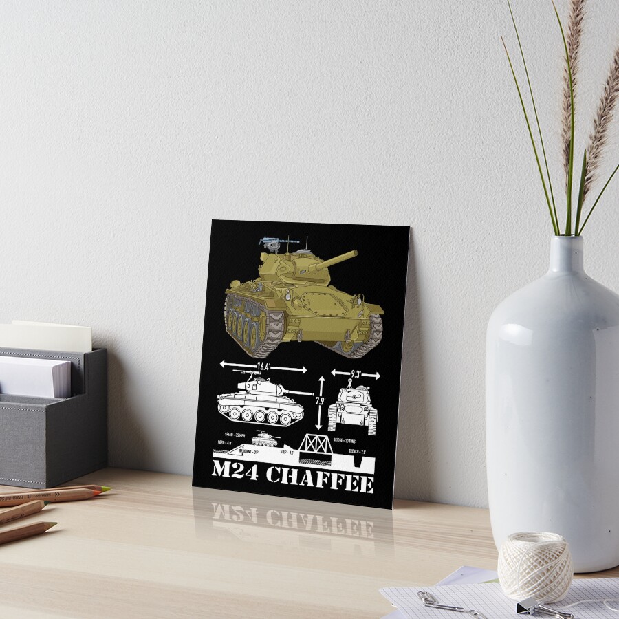"M24 Chaffee American WW2 Light Tank Infographic Diagram Gift" Art ...