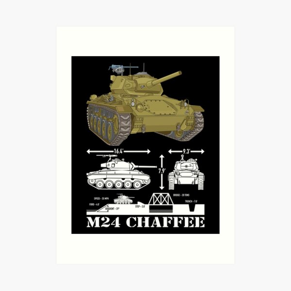 "M24 Chaffee American WW2 Light Tank Infographic Diagram Gift" Art ...