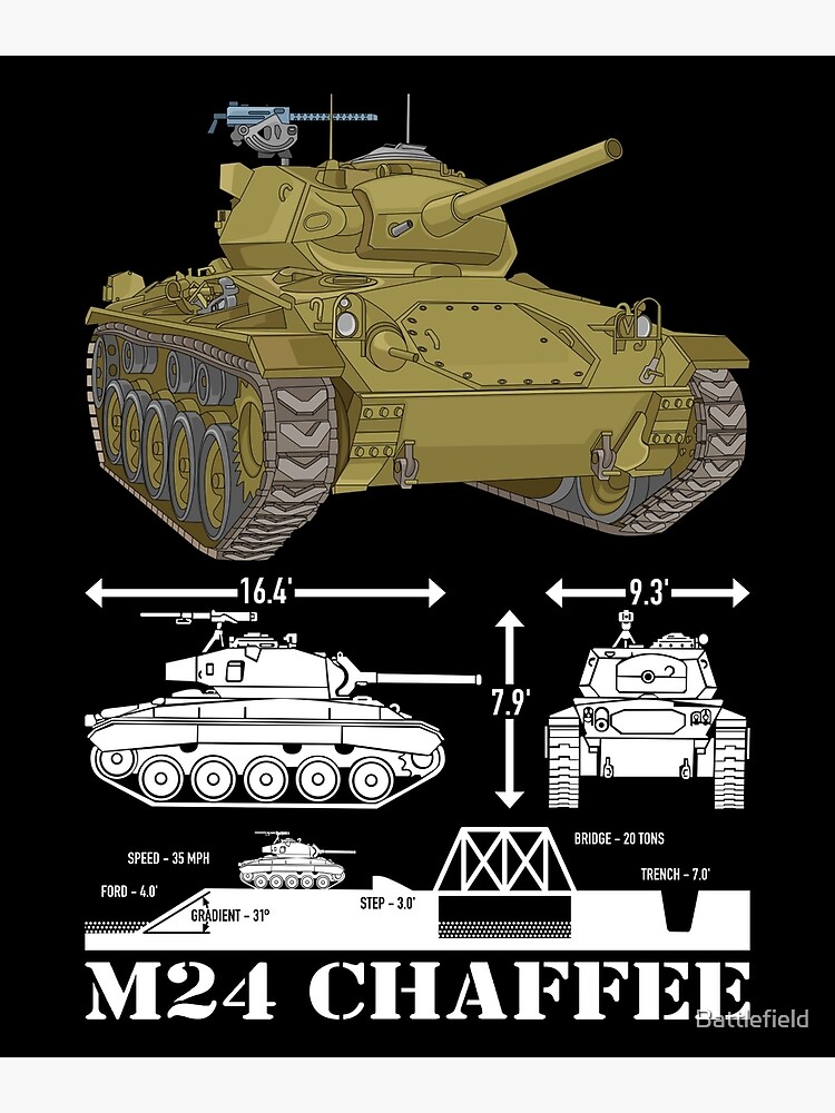 Póster «M24 Chaffee American WW2 Light Tank Infografía Diagrama Regalo ...