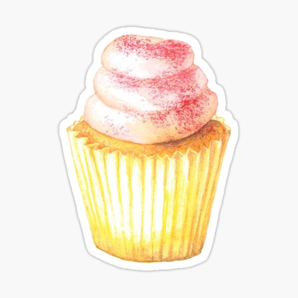 "Fancy Pink Cupcake" Sticker for Sale by Coconut-Designs | Redbubble