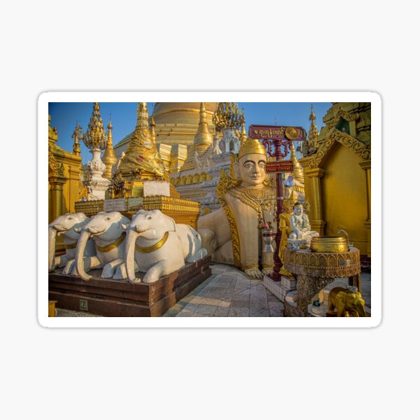 "Myanmar. Yangon. Shwedagon Pagoda. Sculptures." Sticker by vadim19 ...